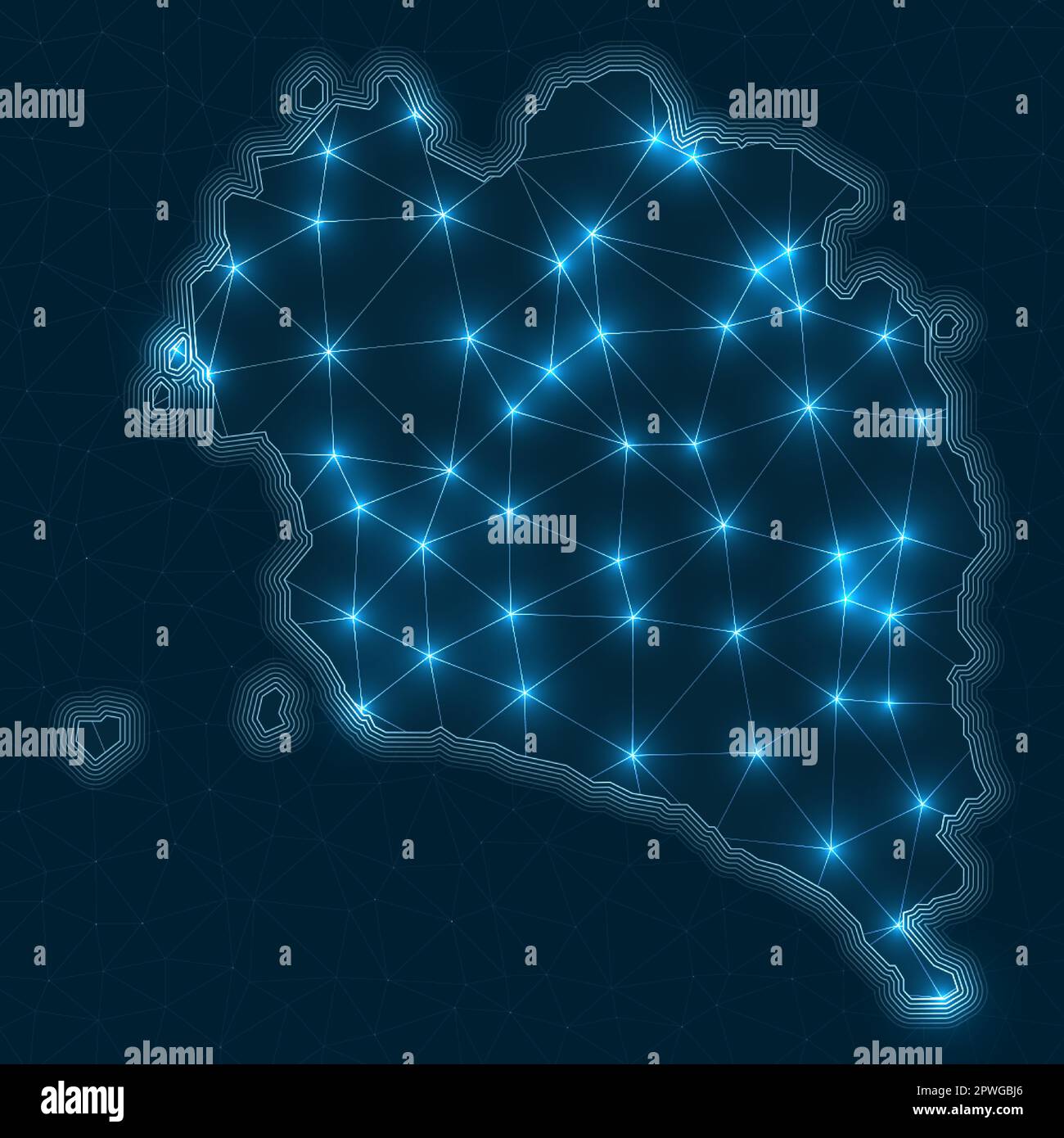 Ko Pha Ngan network map. Abstract geometric map of the island. Digital ...