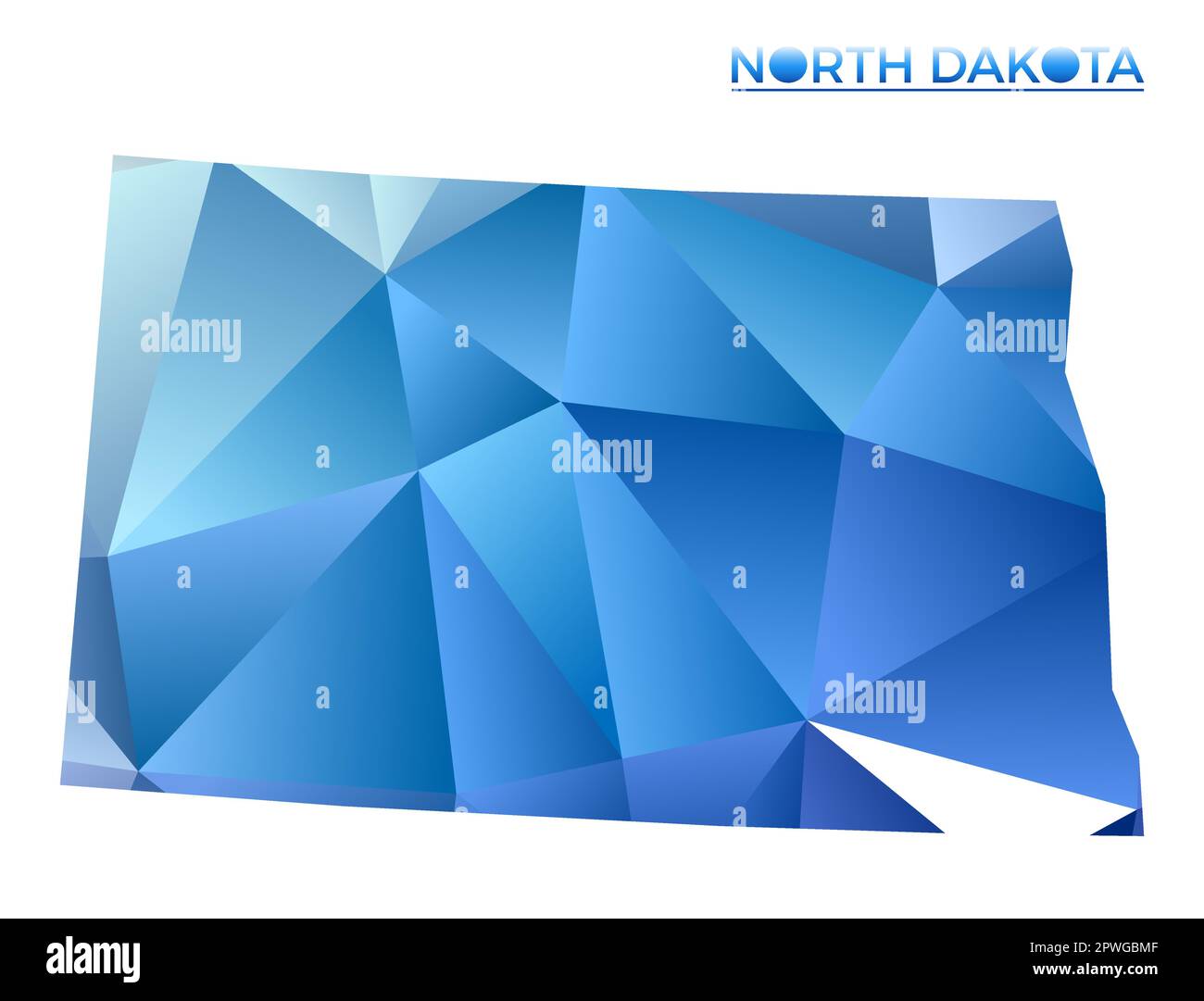 Vector polygonal North Dakota map. Vibrant geometric US state in low ...
