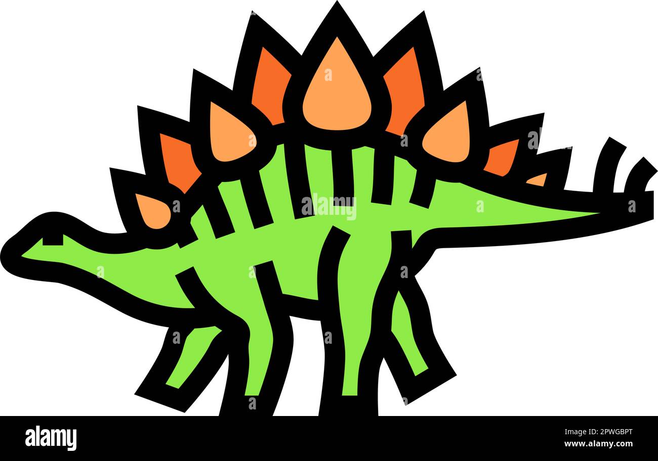 stegosaurus dinosaur animal color icon vector illustration Stock Vector ...