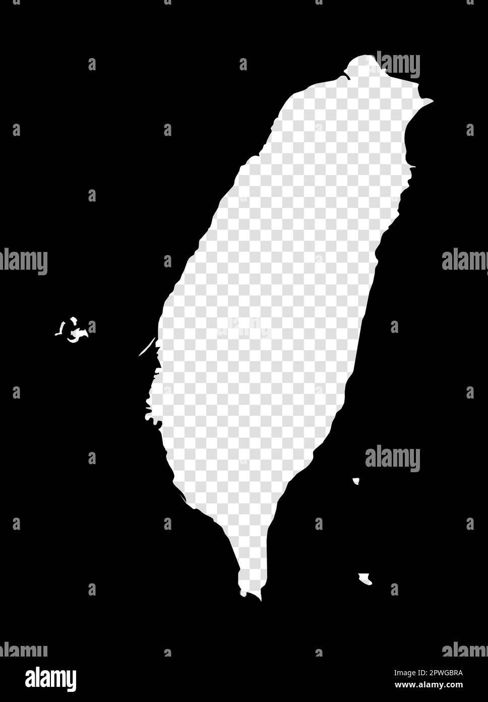Stencil map of Taiwan. Simple and minimal transparent map of Taiwan ...