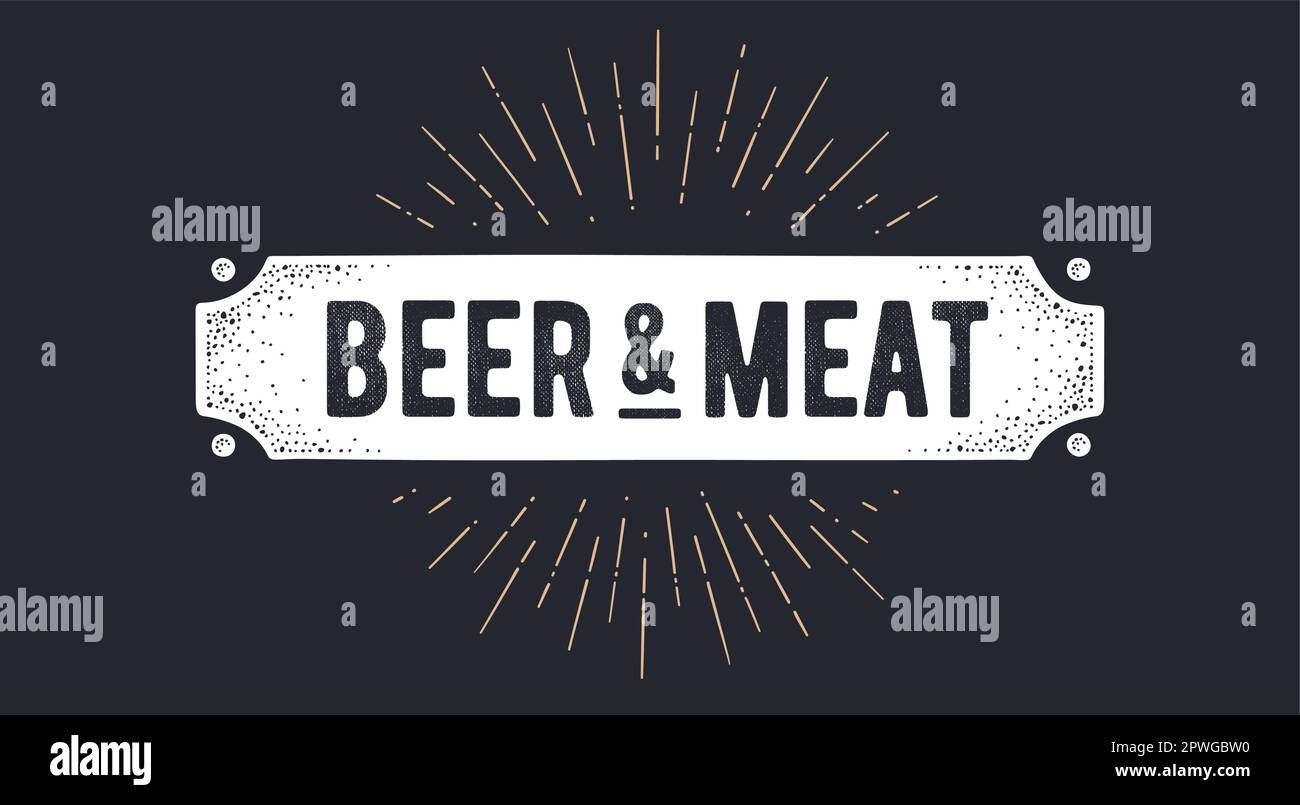 Vintage ribbon banner Beer Meat. Graphic vintage banner, ribbon, text ...