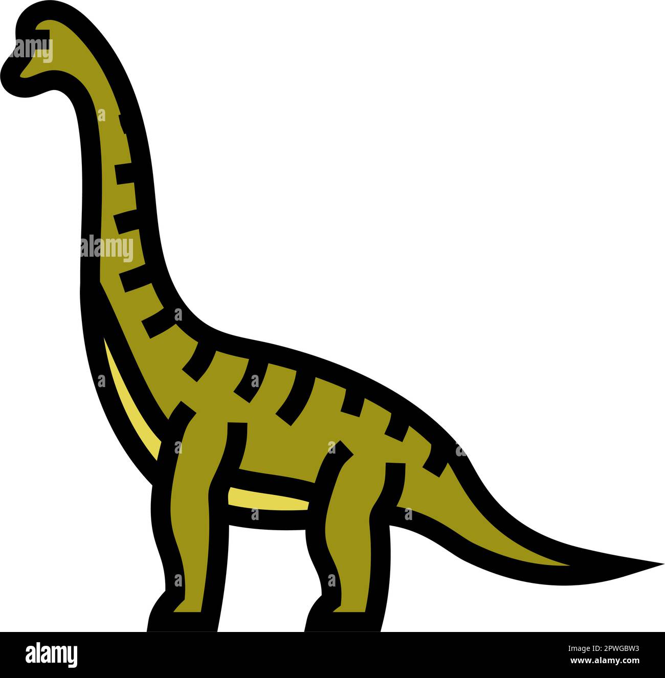 brachiosaurus dinosaur animal color icon vector illustration Stock ...