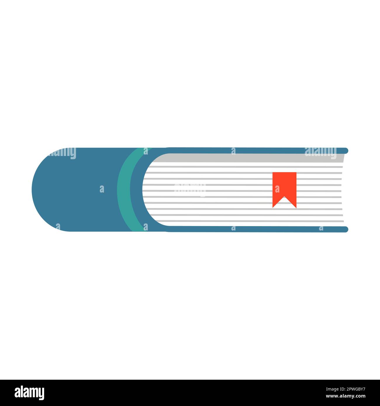 Closed book with red bookmark. Vector illustration of stack of books ...