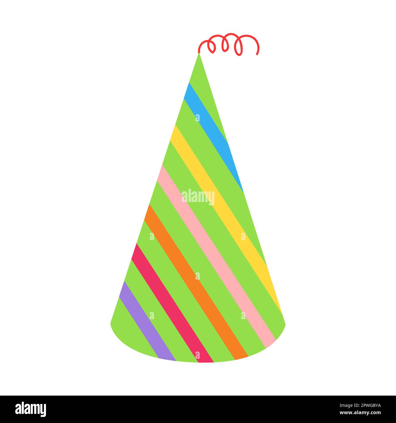 Cute birthday hat cone, party element vector illustration. Cake ...