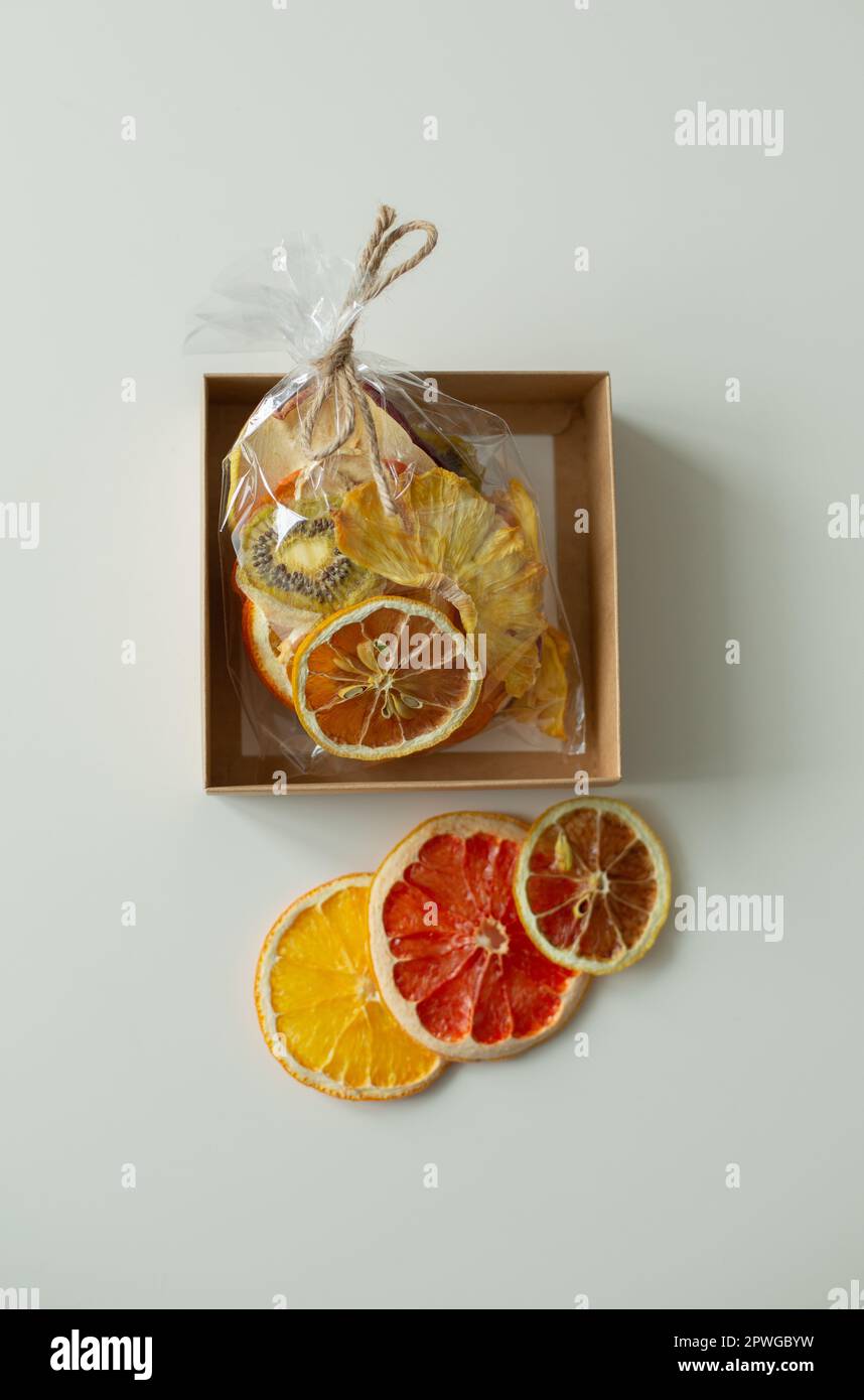 Gift set of various fruits - candied fruits. Dessert is a gift Stock ...