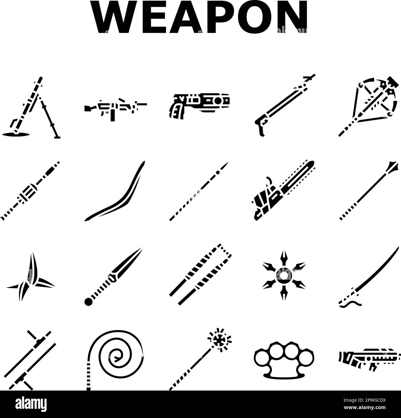 weapon gun game knife war icons set vector Stock Vector Image & Art - Alamy