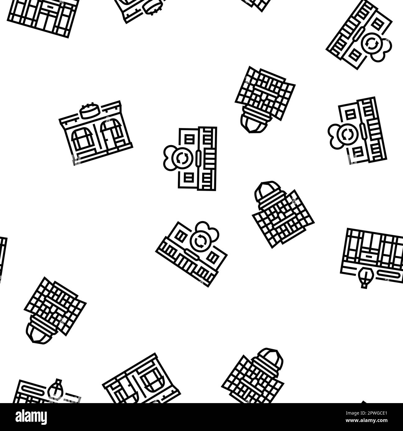 store shop retail market vector seamless pattern thin line illustration ...