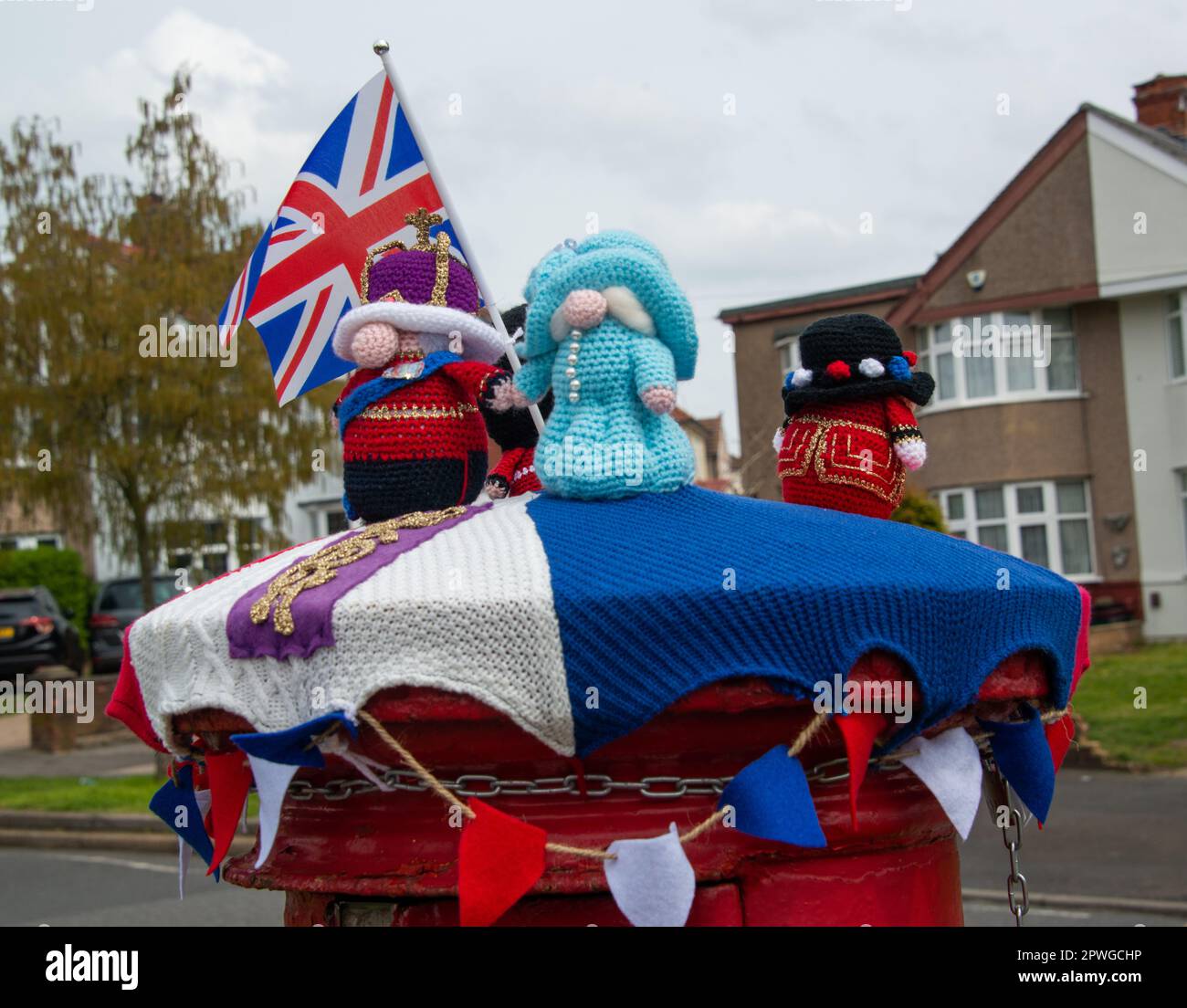 Coronation theme tribute,'Postbox Topper Stock Photo - Alamy
