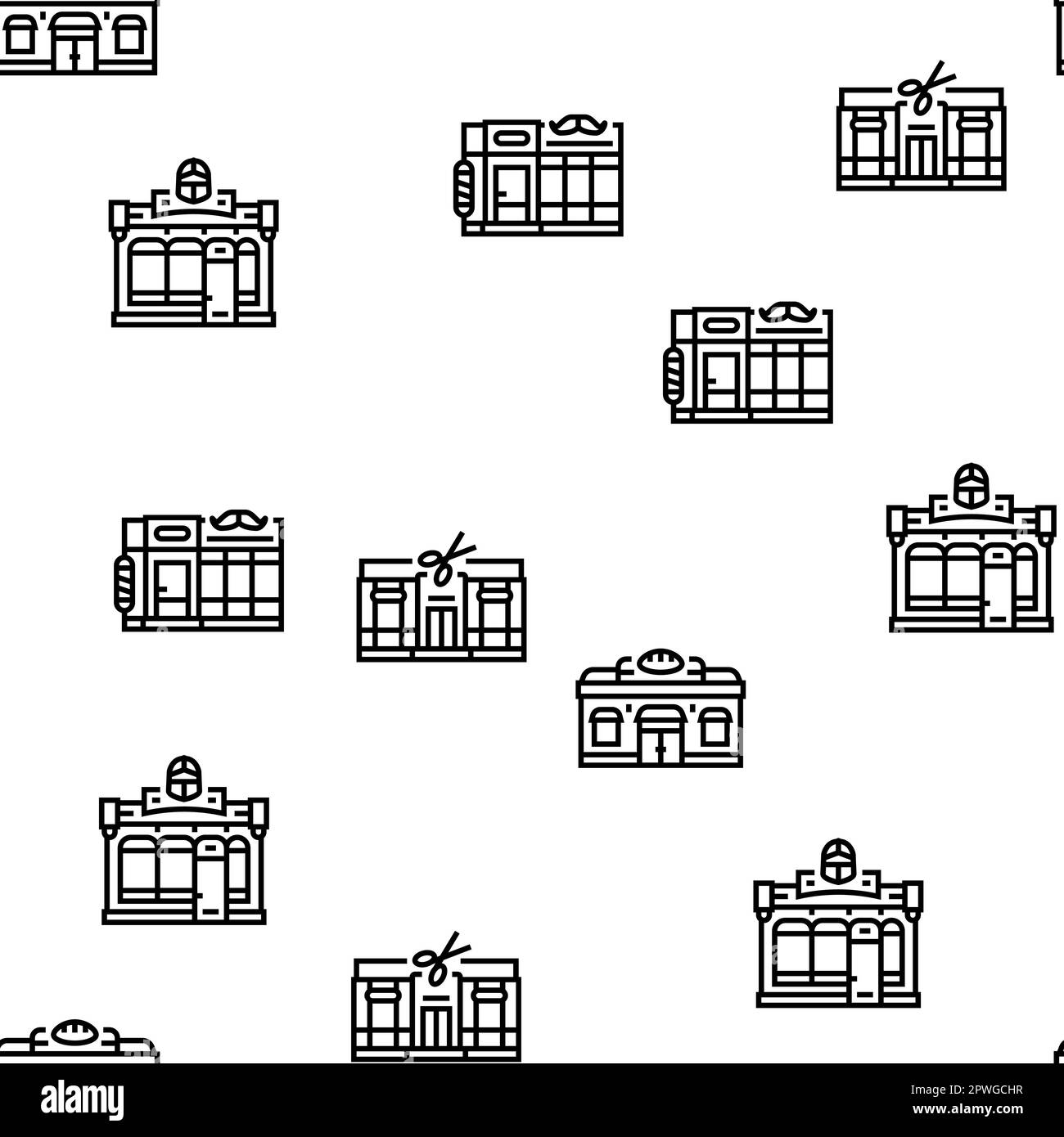 shop store market sale vector seamless pattern thin line illustration ...