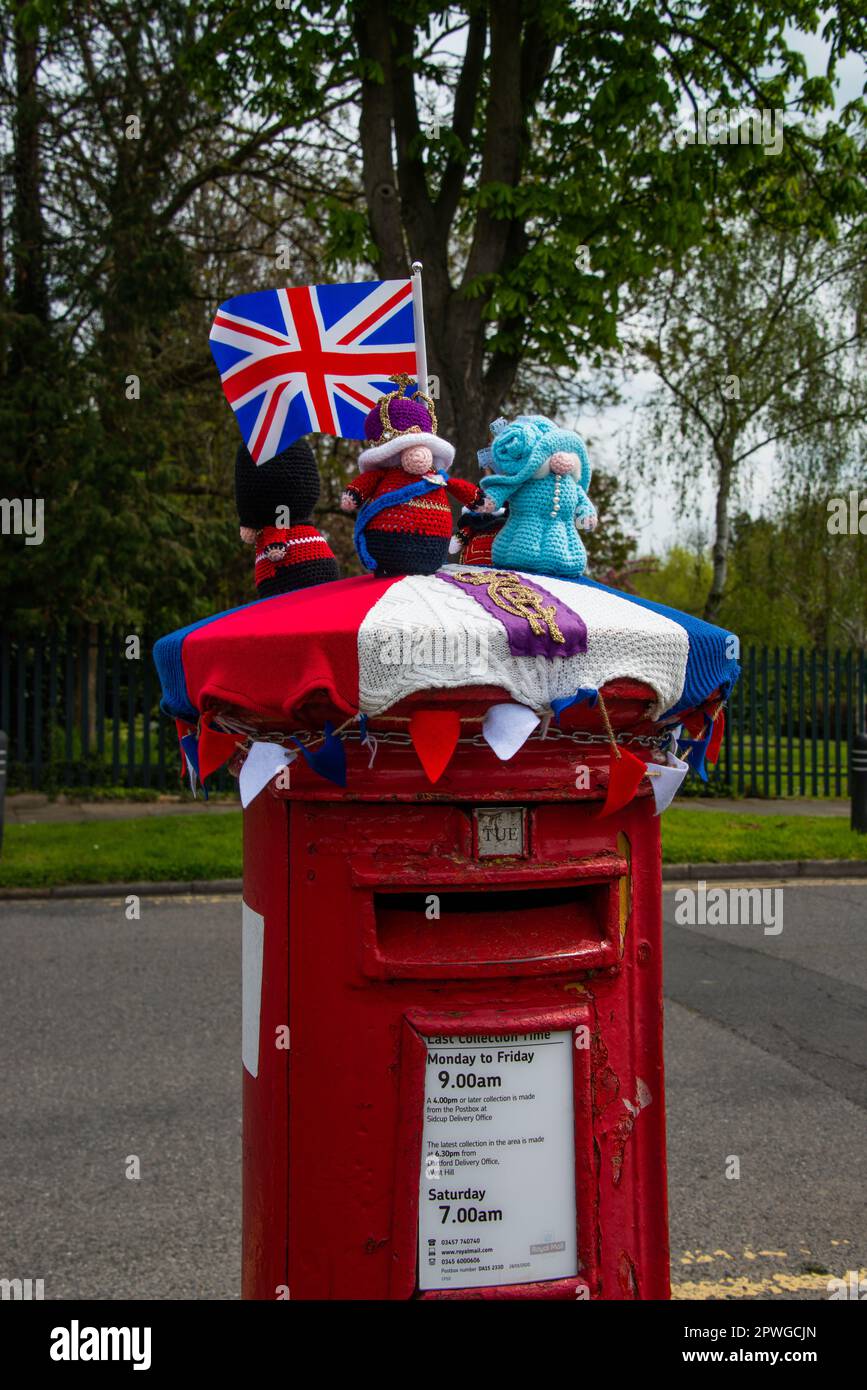 Coronation theme tribute,'Postbox Topper Stock Photo - Alamy