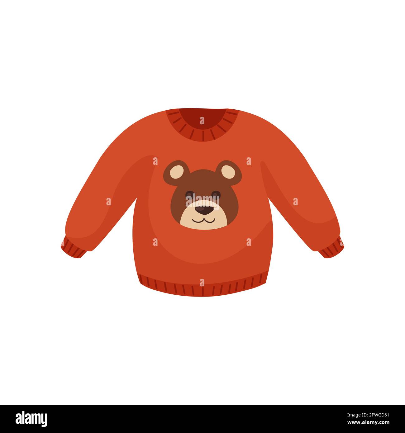 Winter red sweater for babies and kids cartoon illustration Stock ...