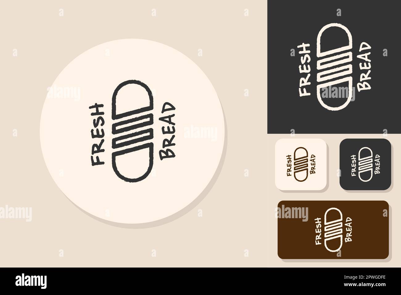 Sign of premium quality bakery products.Vector icon of fresh bun, wheat ...