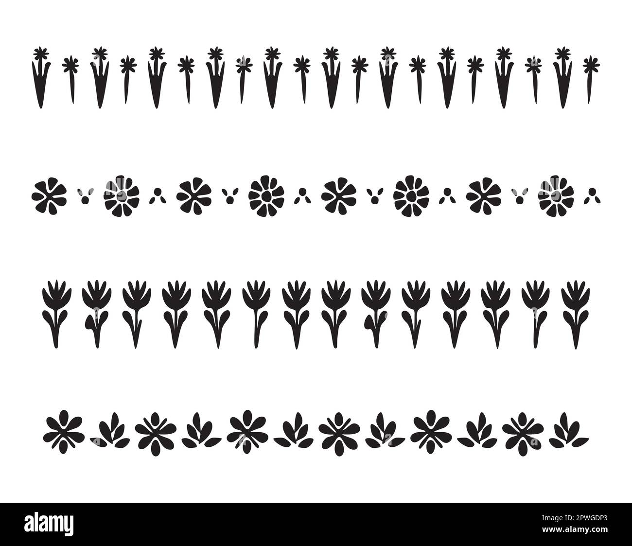 Scandi garden sprig floral banner in low brow style. Quirky nature ...