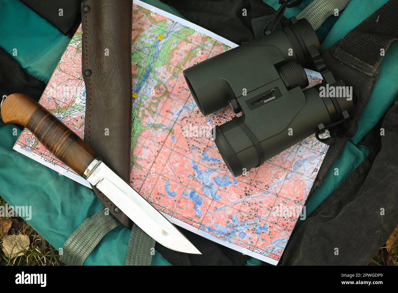 Bushcraft equipment. Items necessary for survival in the wild Stock ...