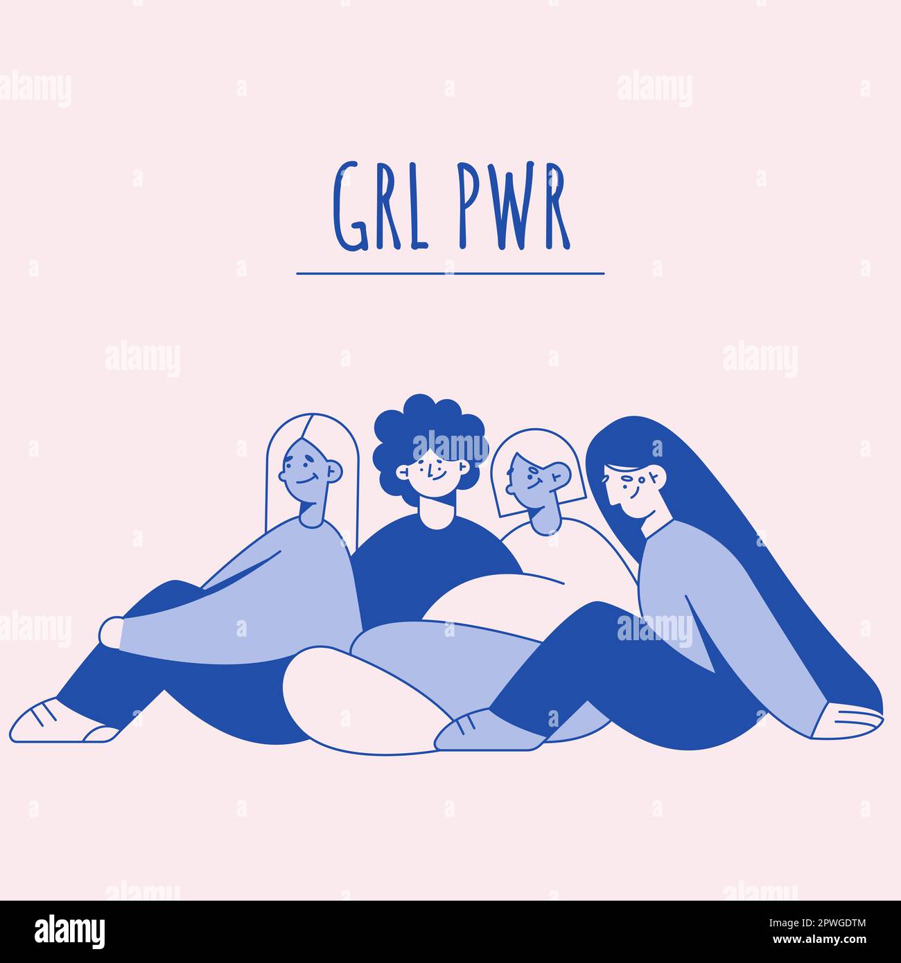 Woman,Girls hug and support each other.web banner, card.Happy and ...