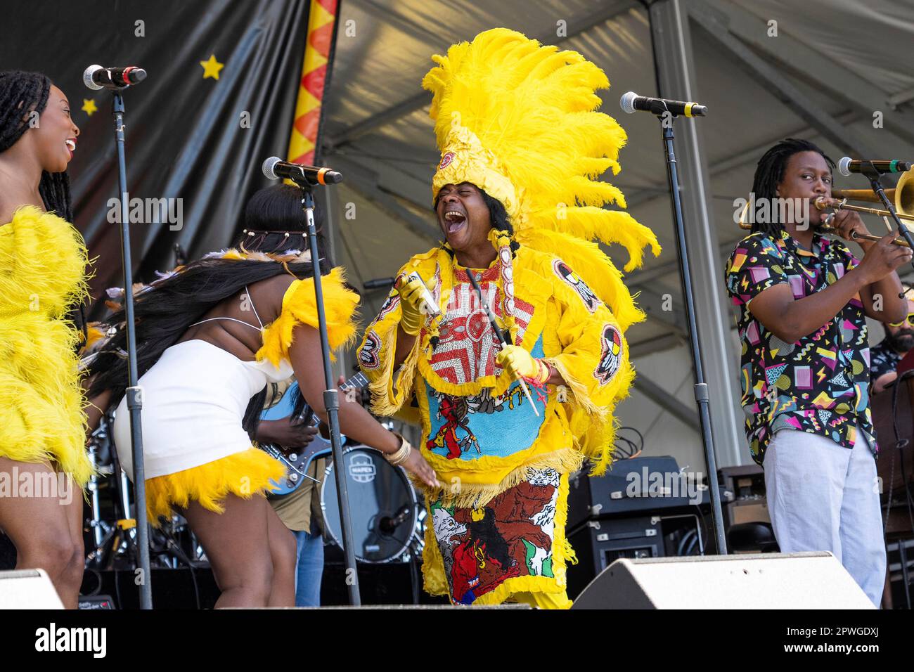 Members of Cha Wa perform at the 2023 New Orleans Jazz & Heritage ...