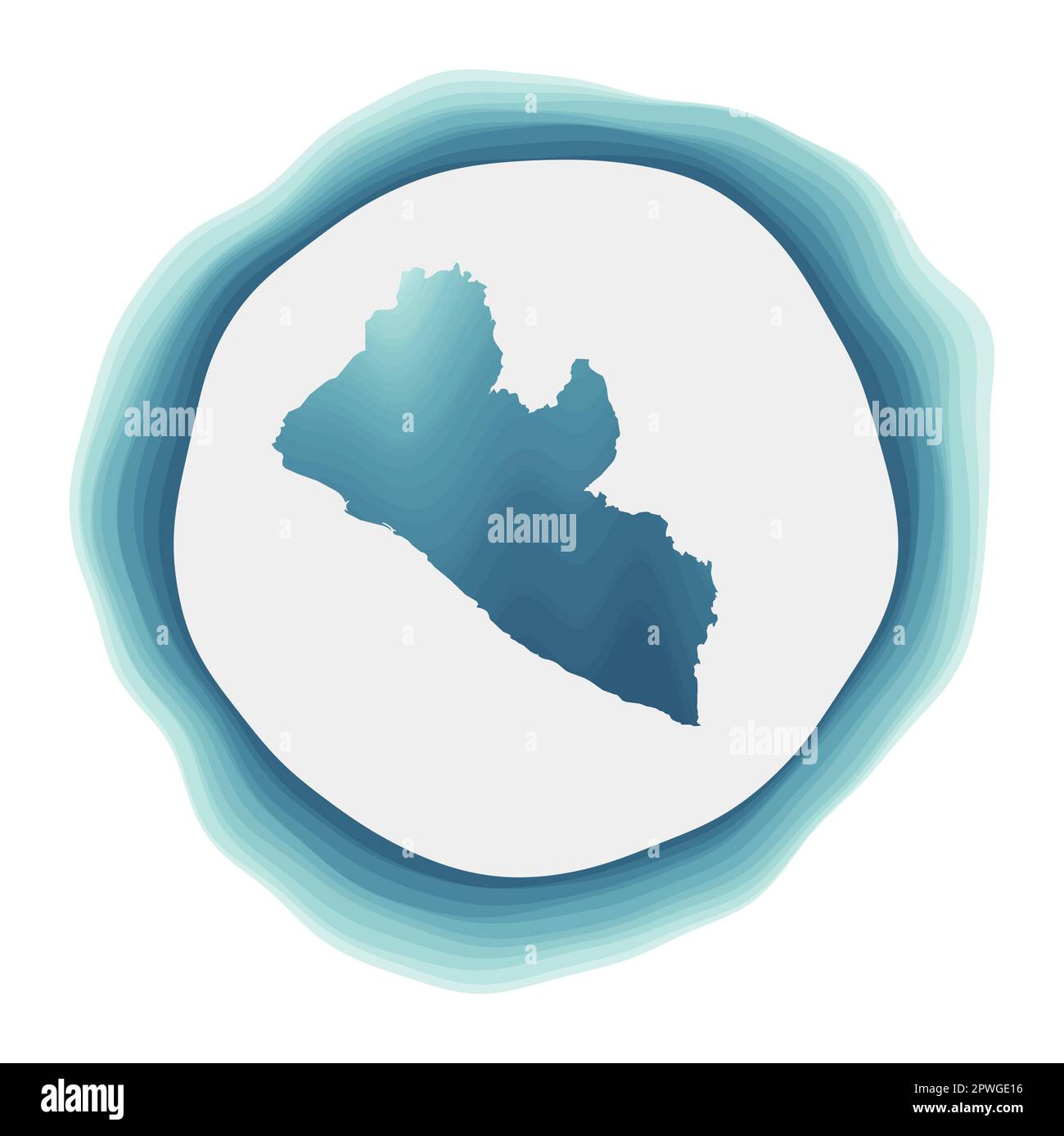 Liberia logo. Badge of the country. Layered circular sign around Liberia border shape ...