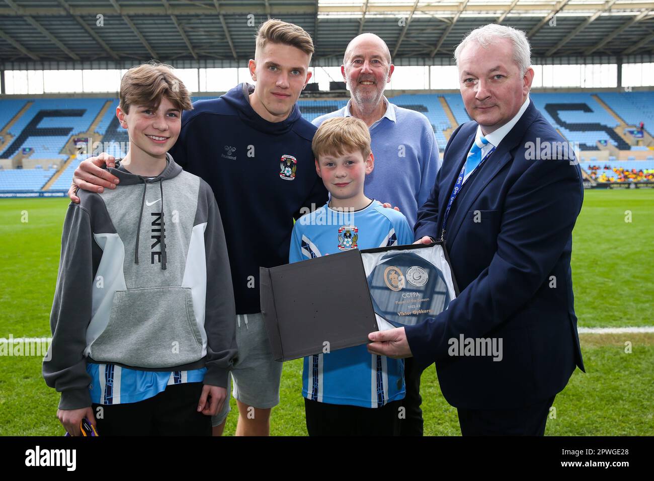 Coventry City's Viktor Gyokeres poses for a photo after receiving his ...