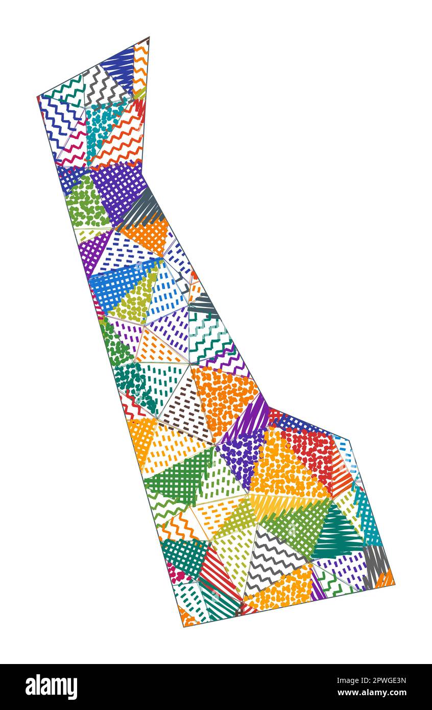 Kid style map of Delaware. Hand drawn polygons in the shape of Delaware ...
