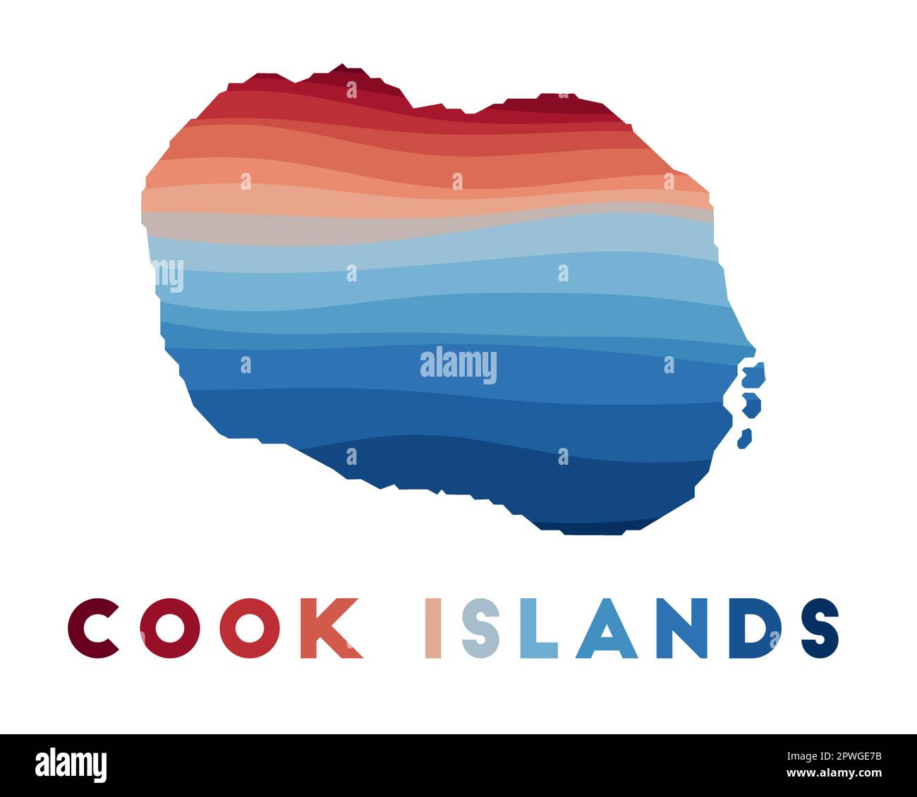 Cook Islands map. Map of the island with beautiful geometric waves in ...
