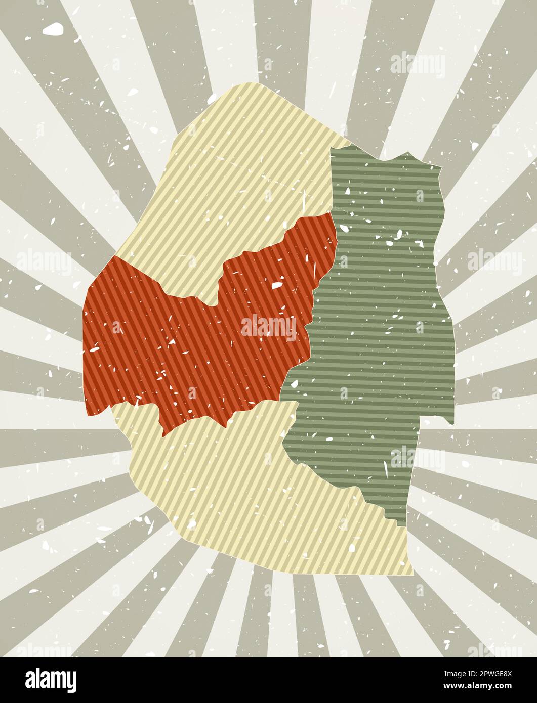 Swaziland vintage map. Grunge poster with map of the country in retro ...