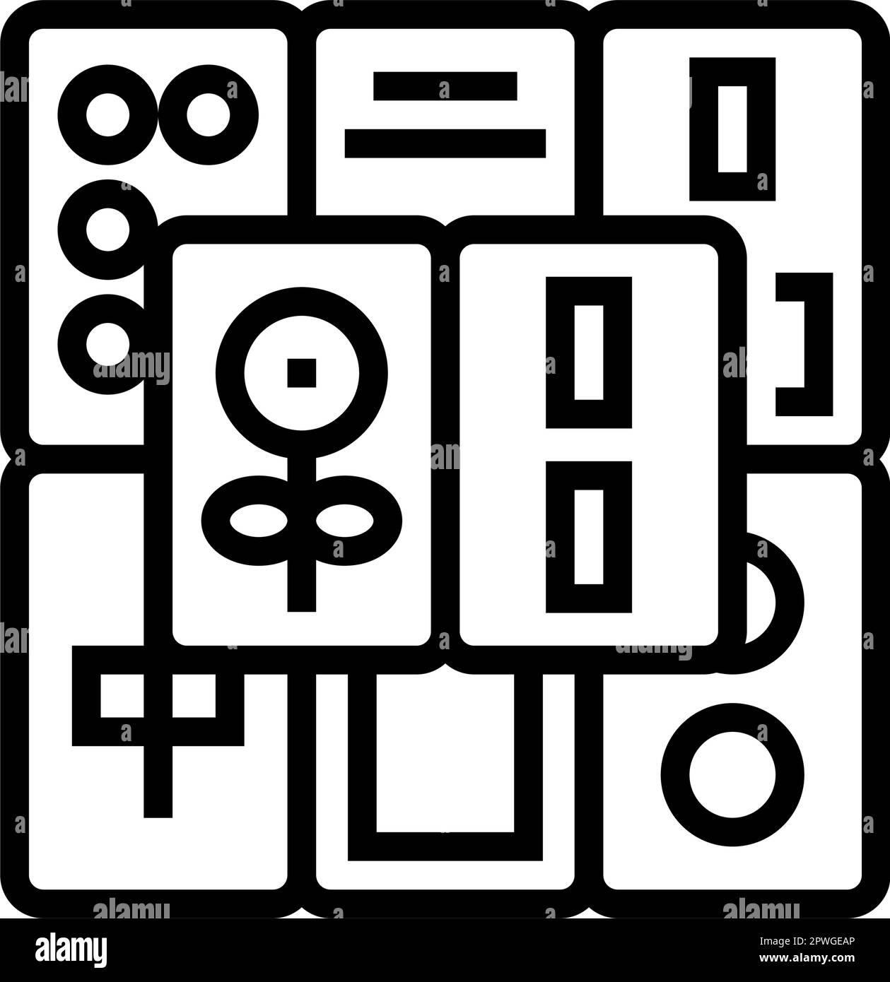 mahjong tiles board table line icon vector illustration Stock Vector ...