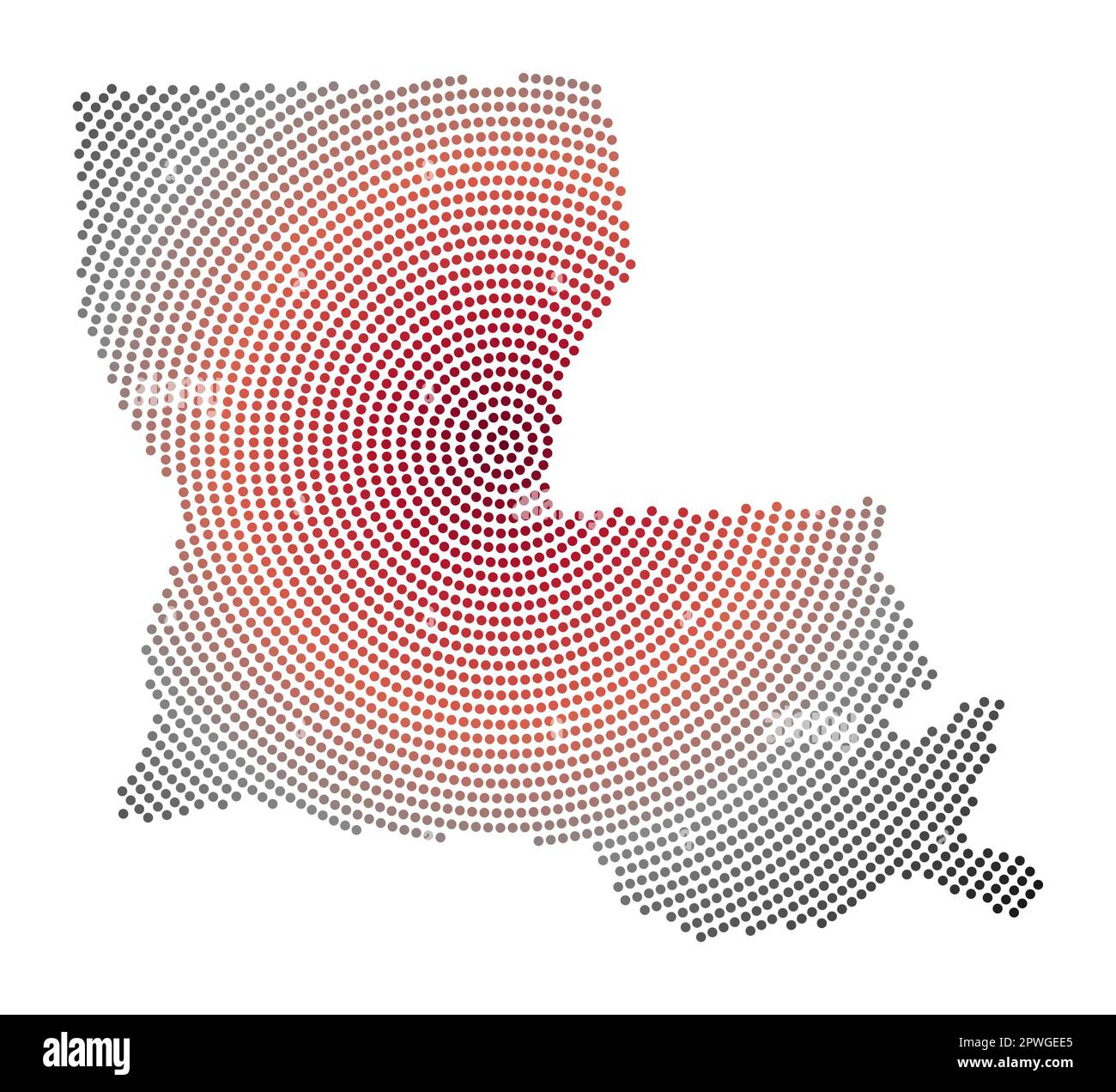 Louisiana dotted map. Digital style shape of Louisiana. Tech icon of ...