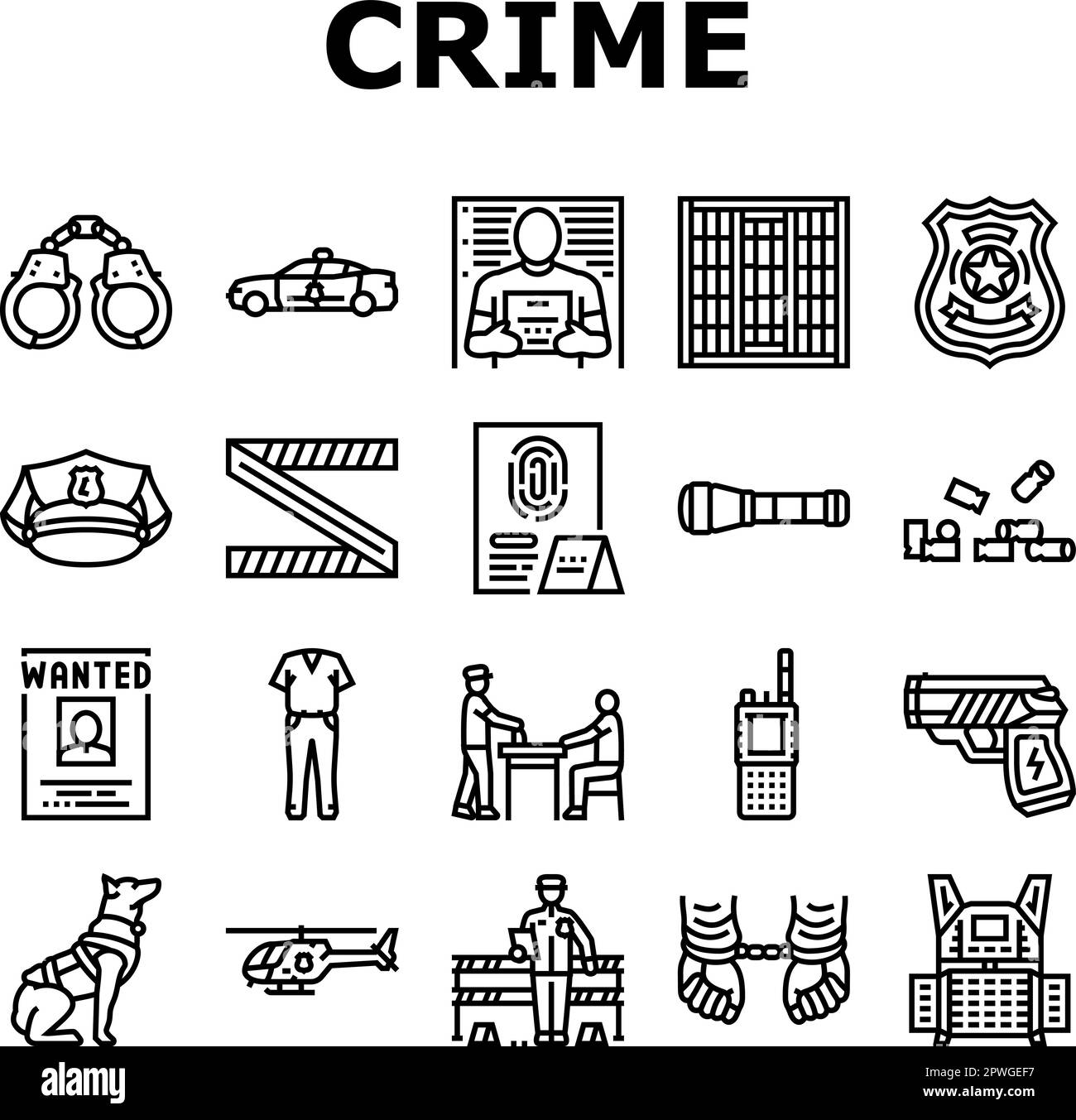 crime scene police evidence icons set vector Stock Vector Image & Art ...