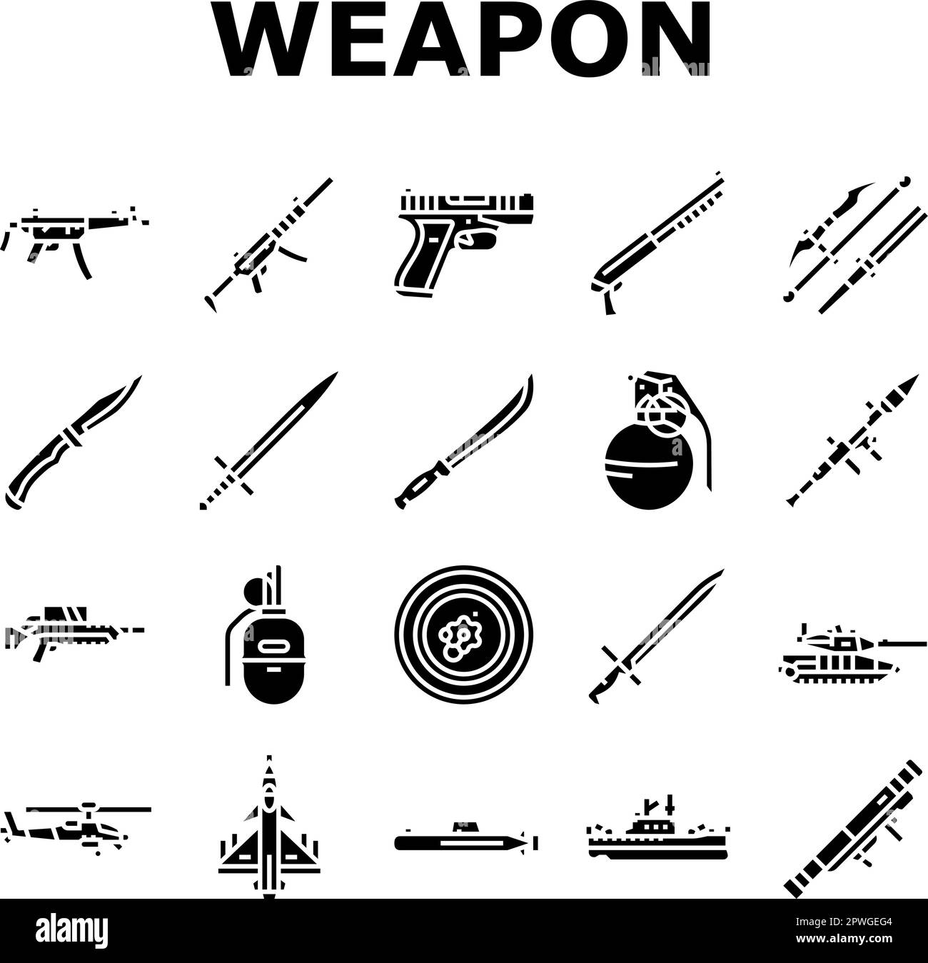 weapon war gun military army icons set vector Stock Vector Image & Art ...