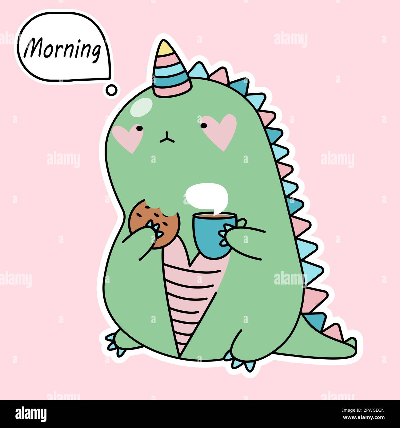 DinoCorn,dinosaur unicorn.Cute cartoon dragon.Dinosaur unicorn sticker ...
