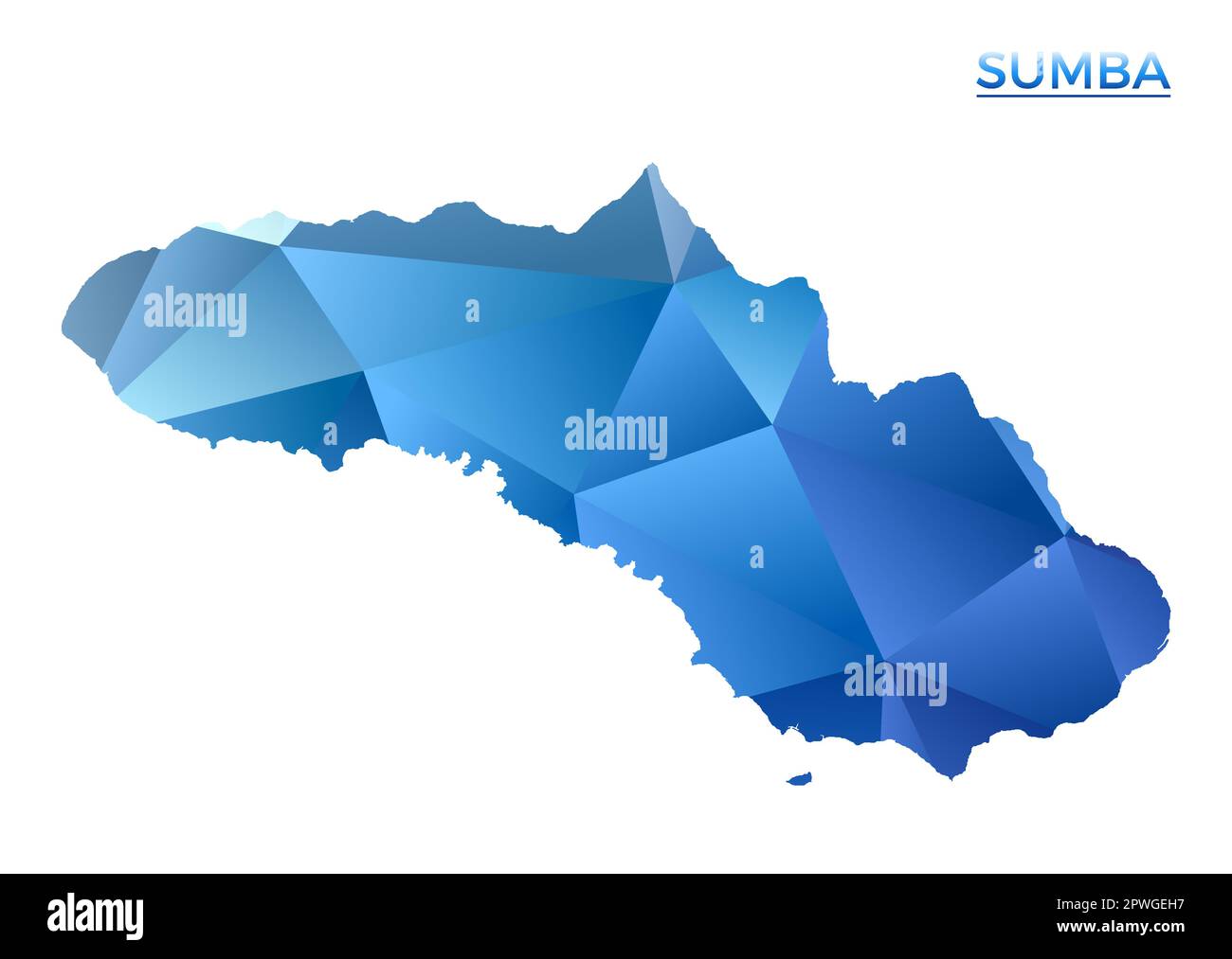 Vector polygonal Sumba map. Vibrant geometric island in low poly style ...