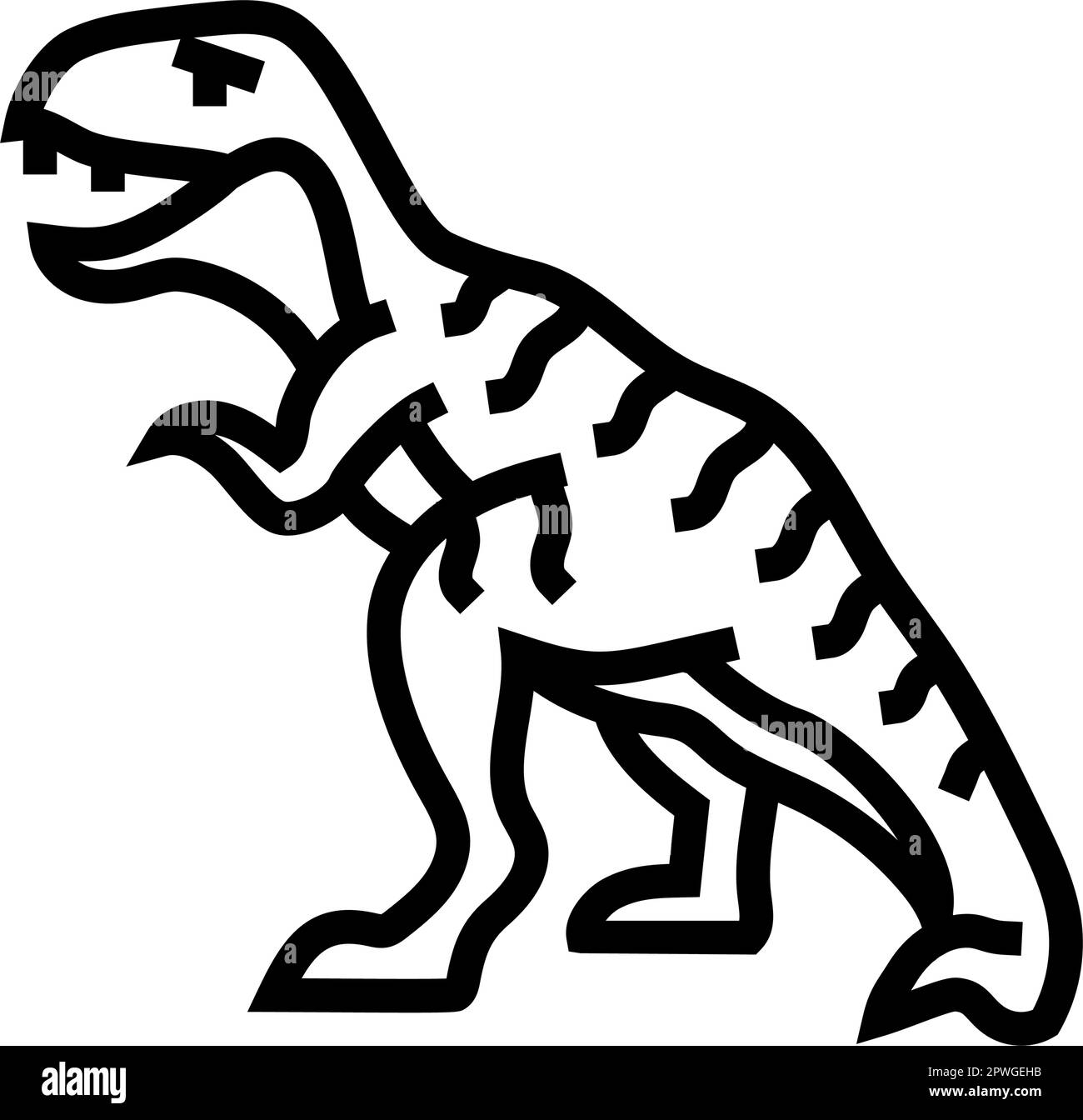 tyrannosaurus rex dinosaur animal line icon vector illustration Stock ...