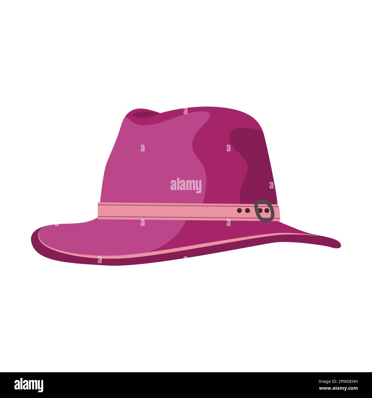 Pink wide brimmed hat for men and women cartoon vector illustration ...