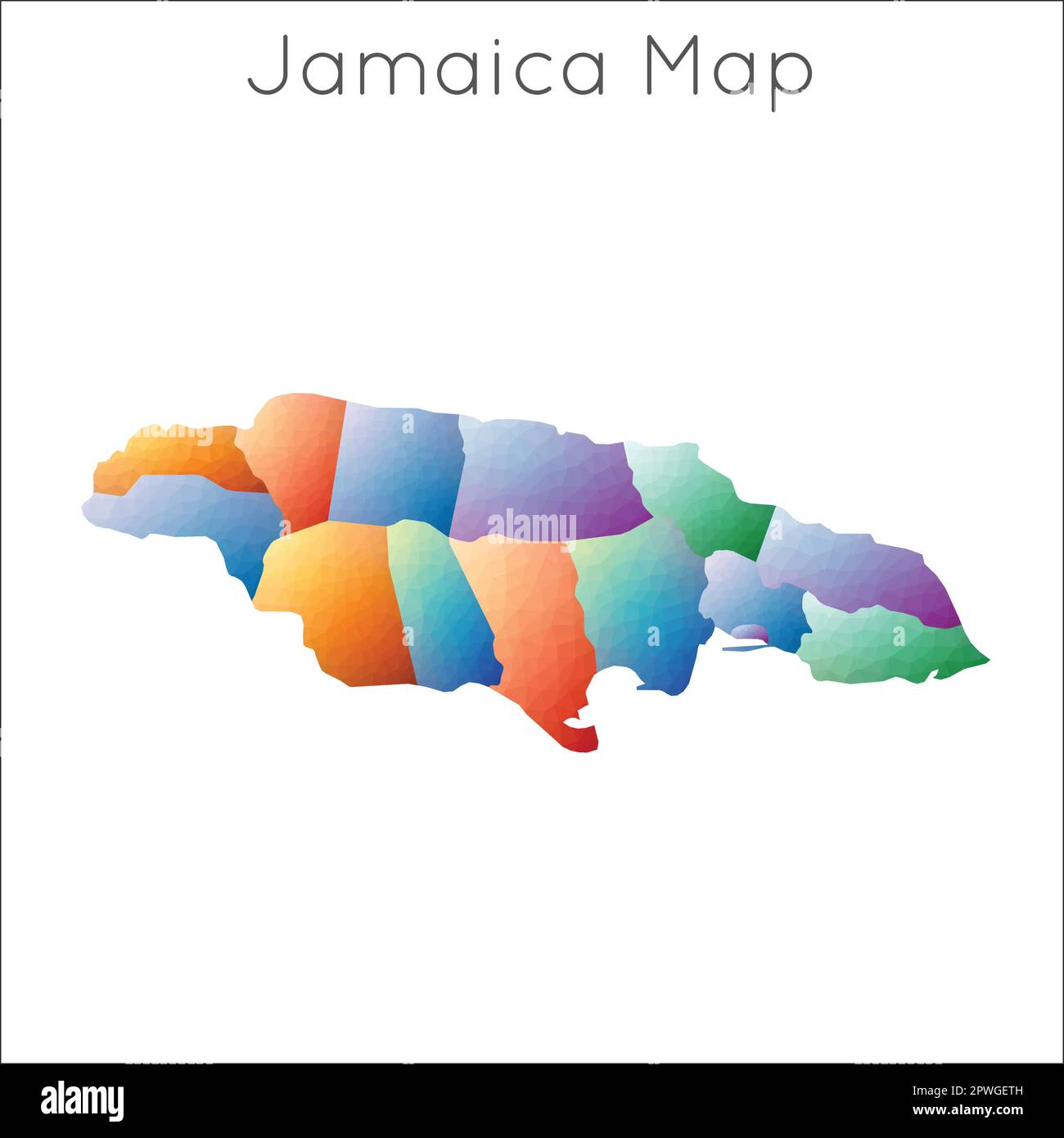 Low Poly map of Jamaica. Jamaica geometric polygonal, mosaic style map ...