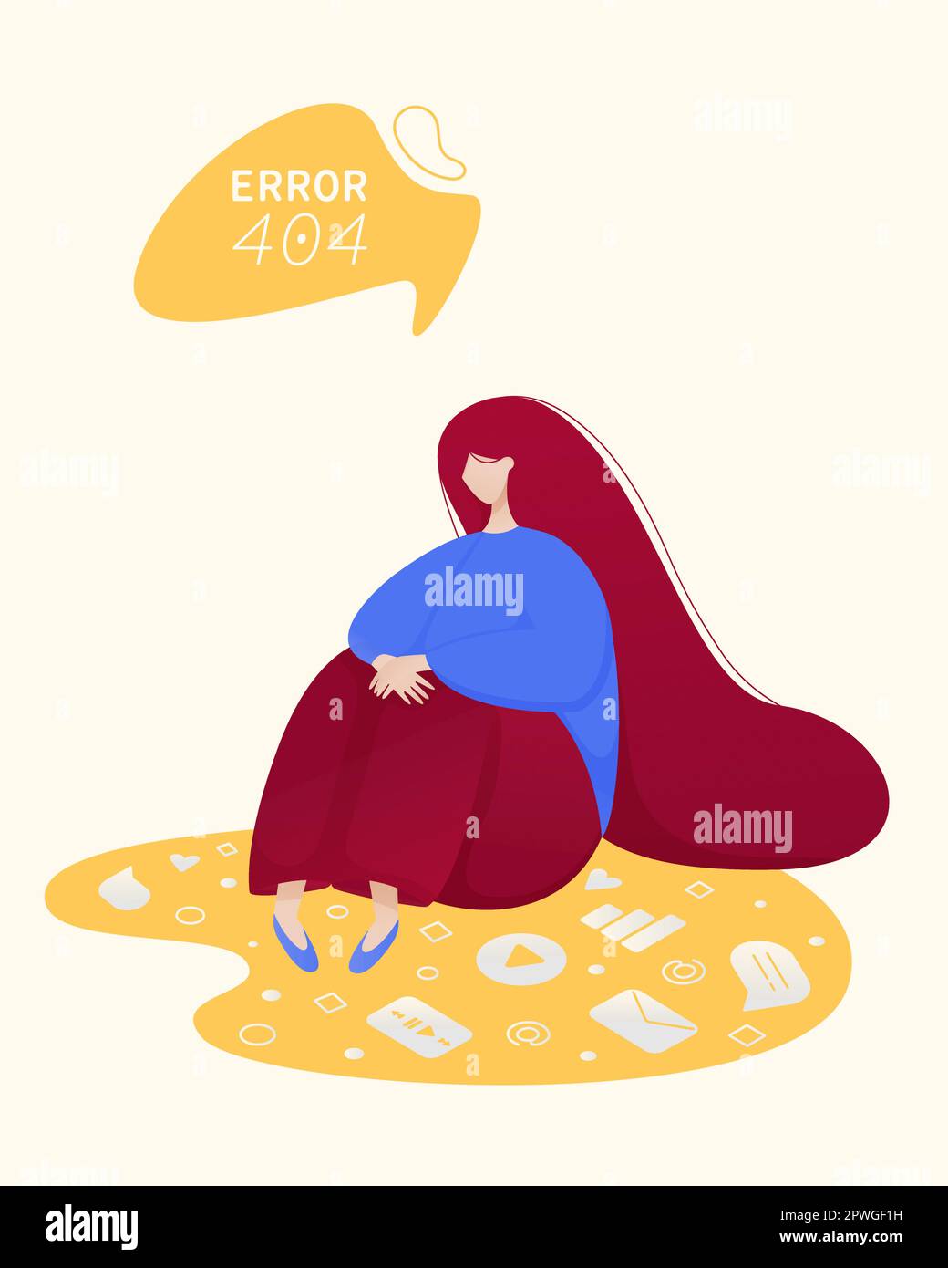 Girl mobile phone sad Stock Vector Images - Alamy