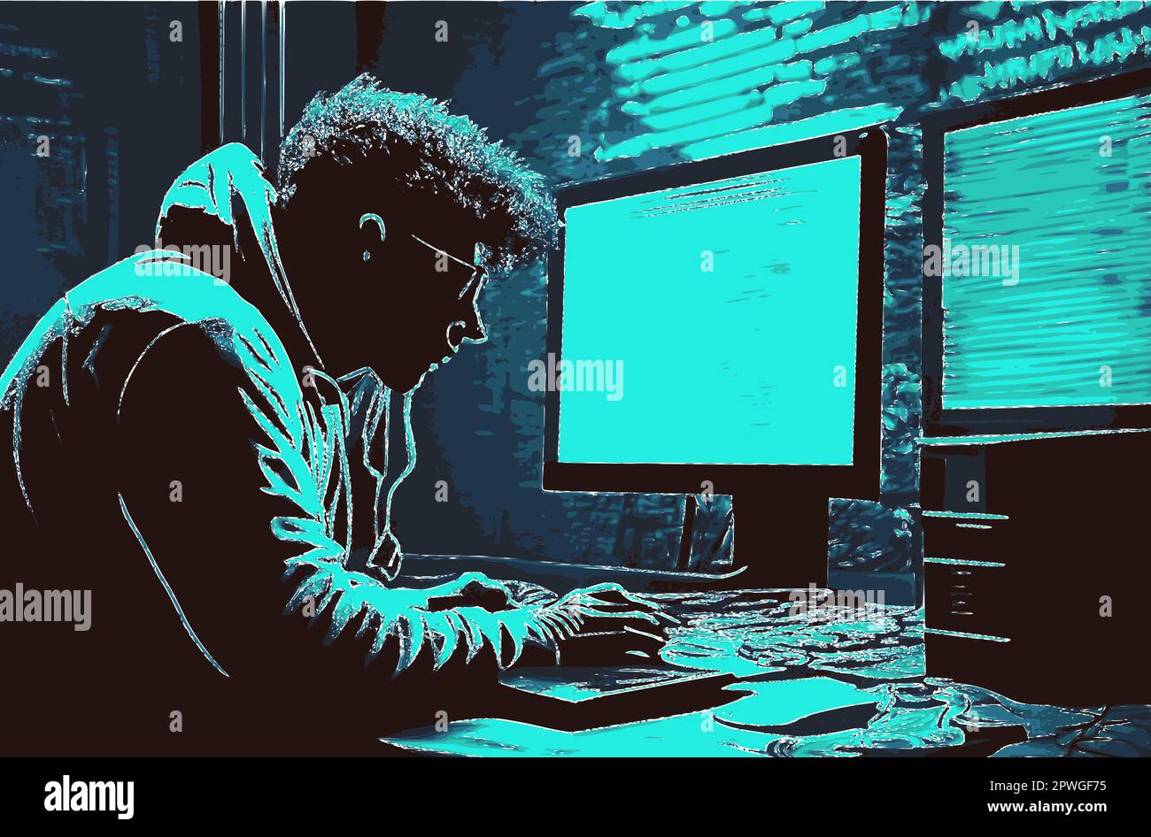 Person sitting in dark room Stock Vector Images - Alamy