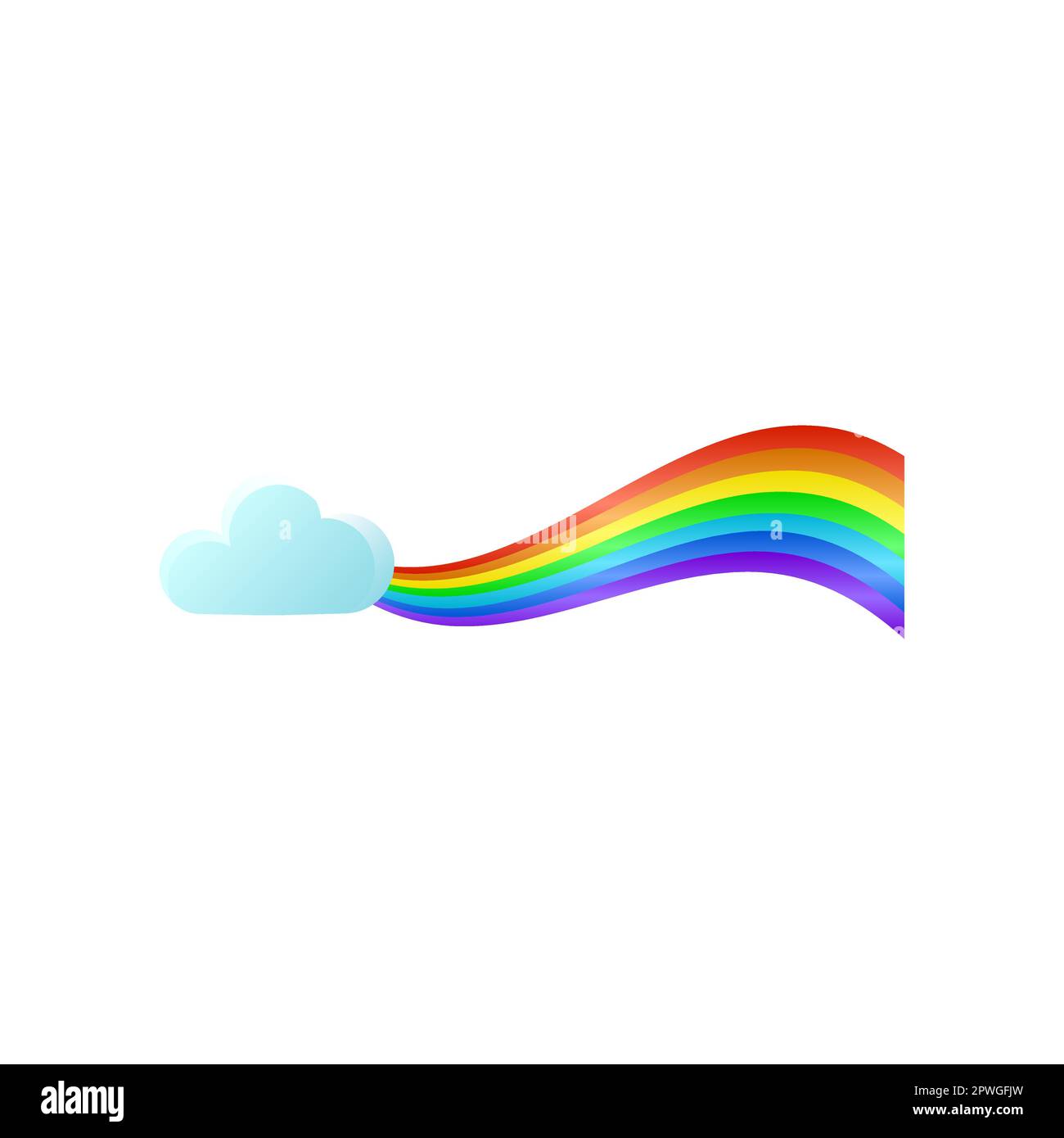 Cute horizontal rainbow curve from cloud sticker Stock Vector Image ...
