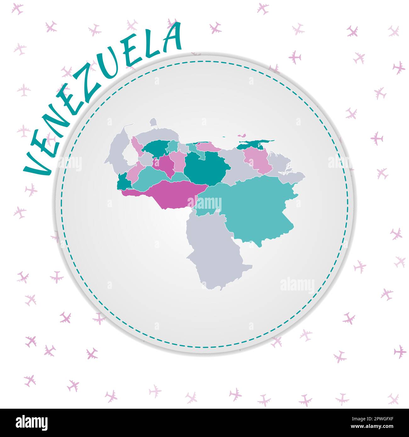 Venezuela map design. Map of the country with regions in emerald ...