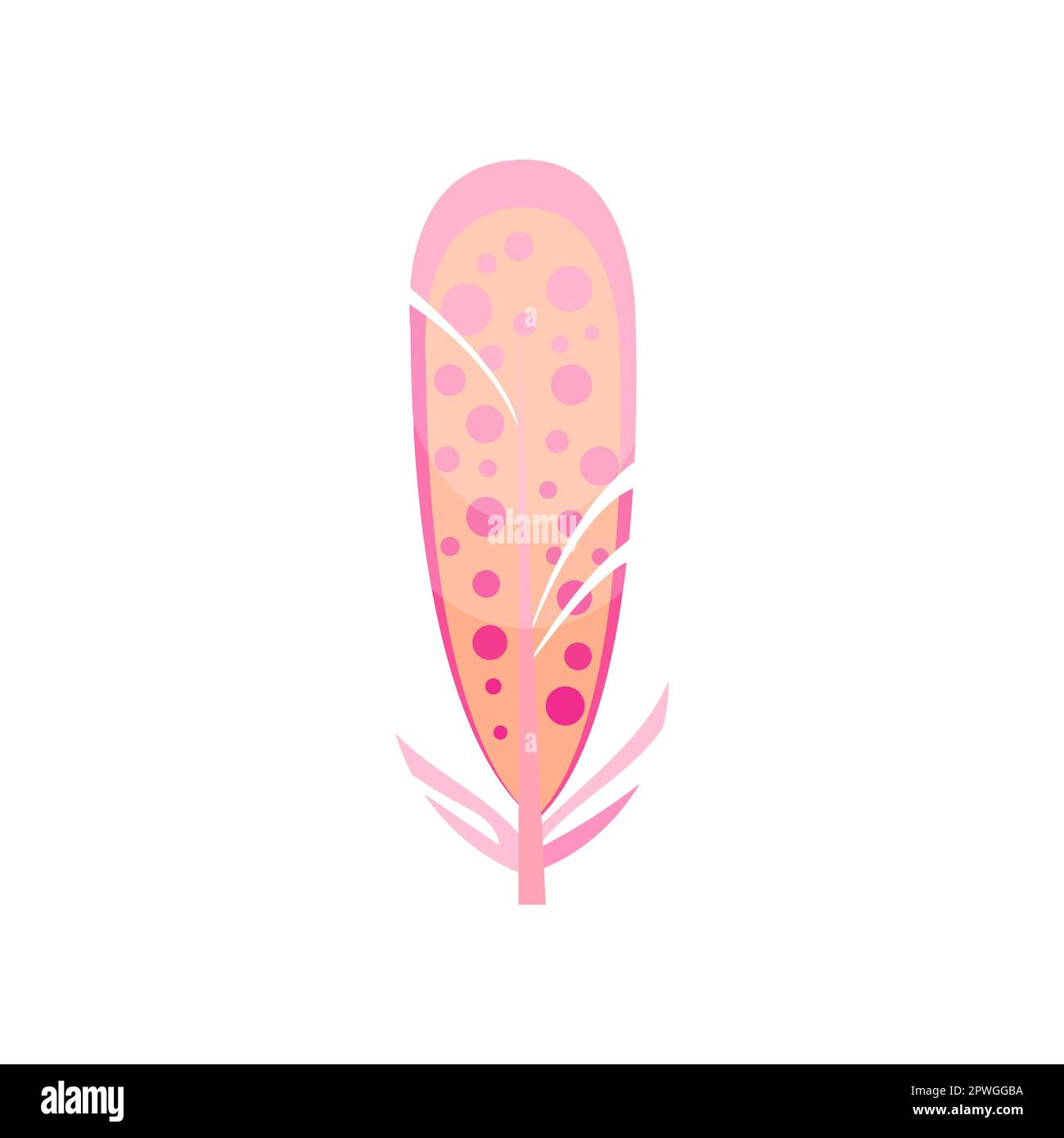 Pink Bird Feather With Dots Cartoon Illustration Stock Vector Image And Art Alamy