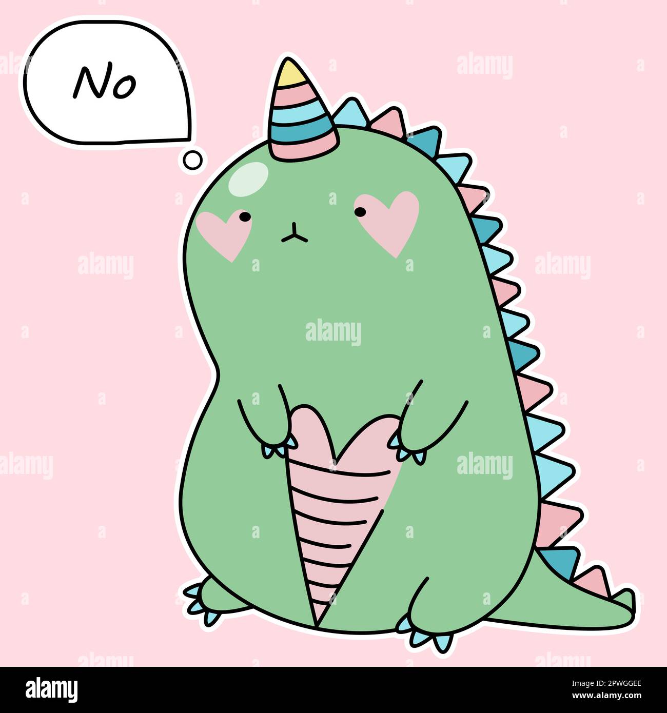 DinoCorn,dinosaur unicorn.Cute cartoon dragon.Dinosaur unicorn sticker ...