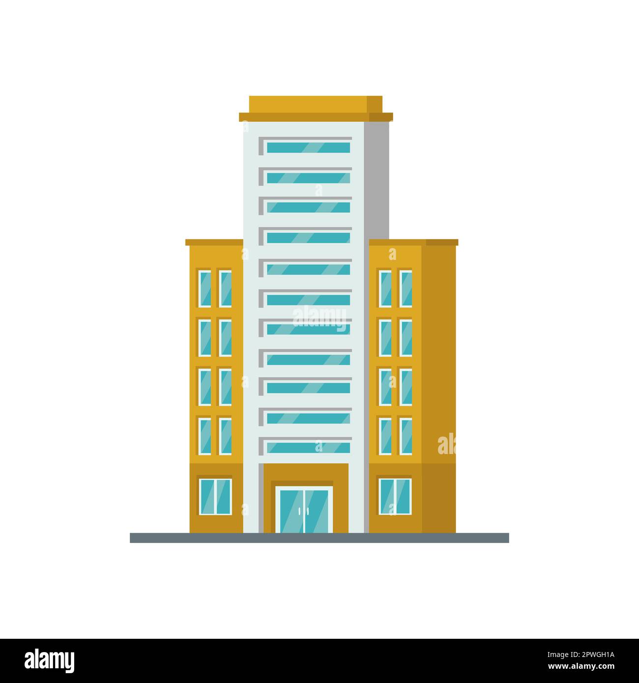 Yellow and white office city building cartoon illustration Stock Vector ...
