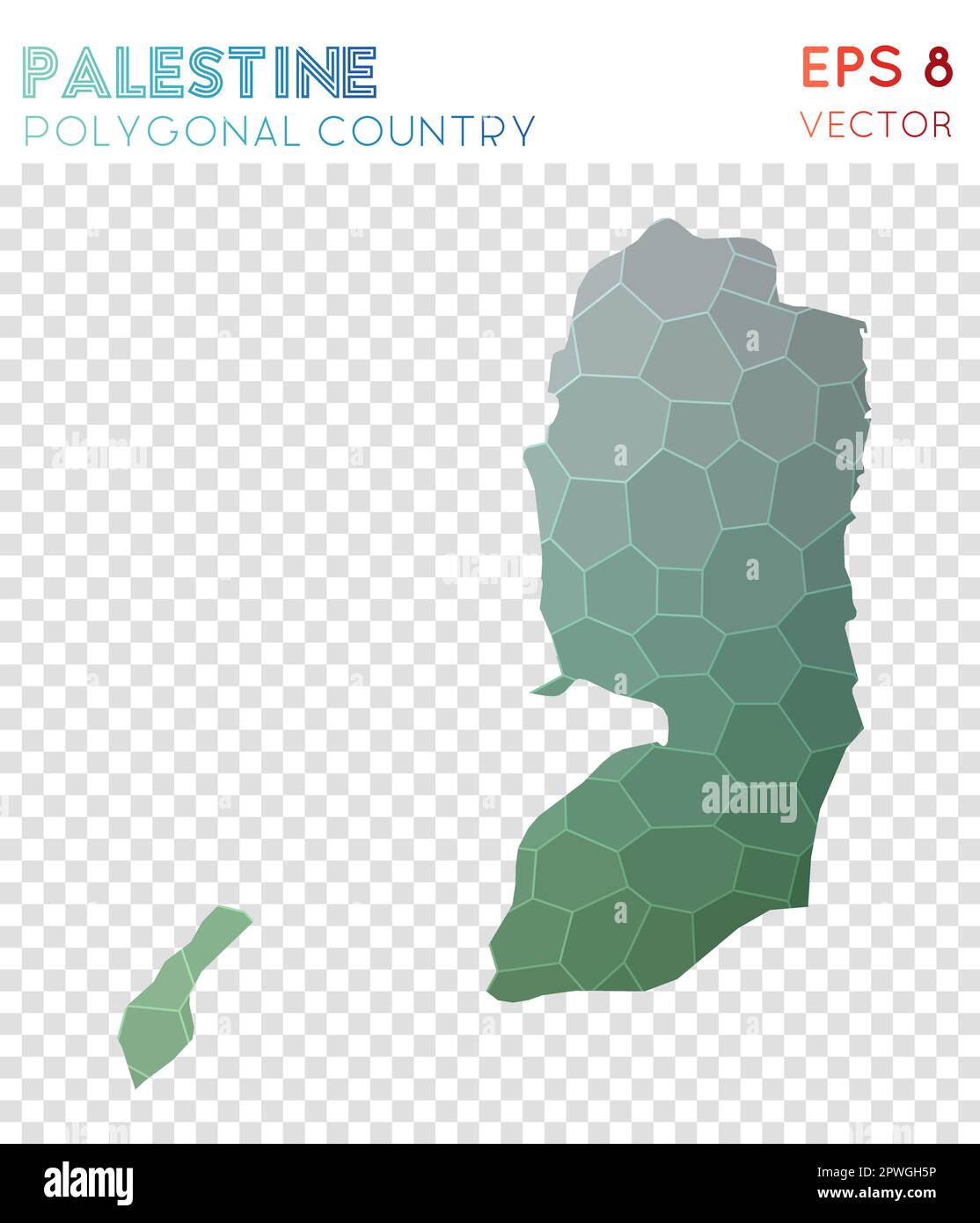 Palestine polygonal map, mosaic style country. Astonishing low poly ...
