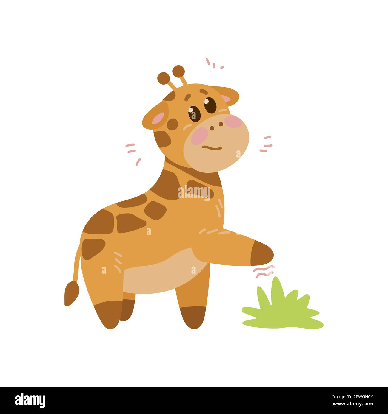 Adorable scared giraffe cartoon character vector illustration Stock ...