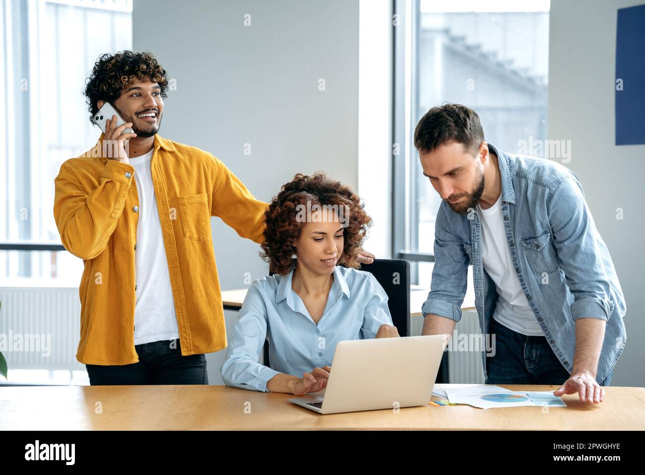 Teamwork concept. Creative group of successful multiracial business ...