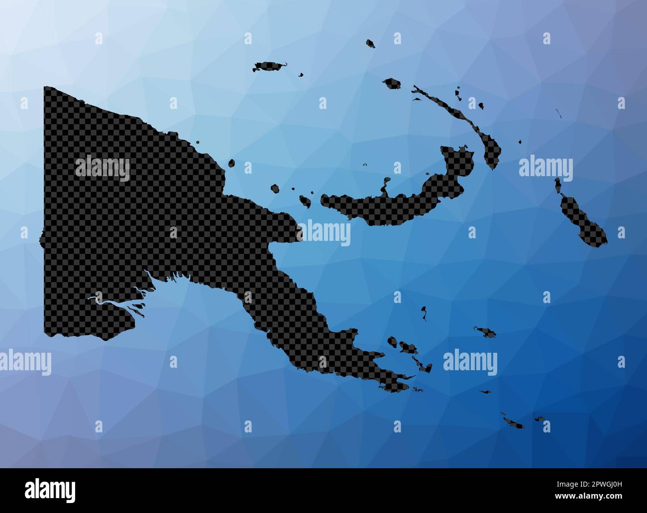 Papua New Guinea geometric map. Stencil shape of Papua New Guinea in ...