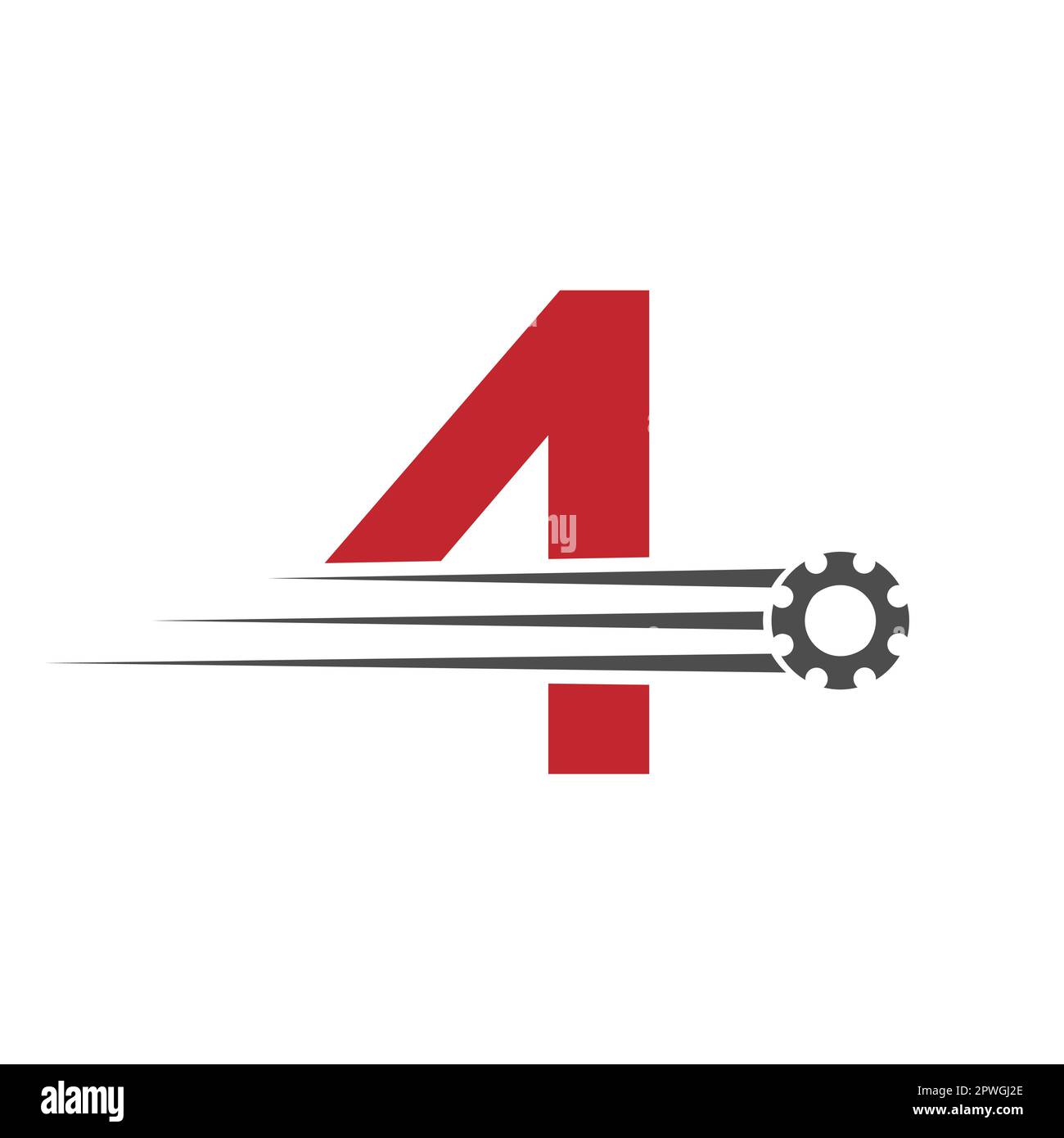 Initial Letter 4 Gear Cogwheel Logo. Automotive Industrial Icon, Gear ...