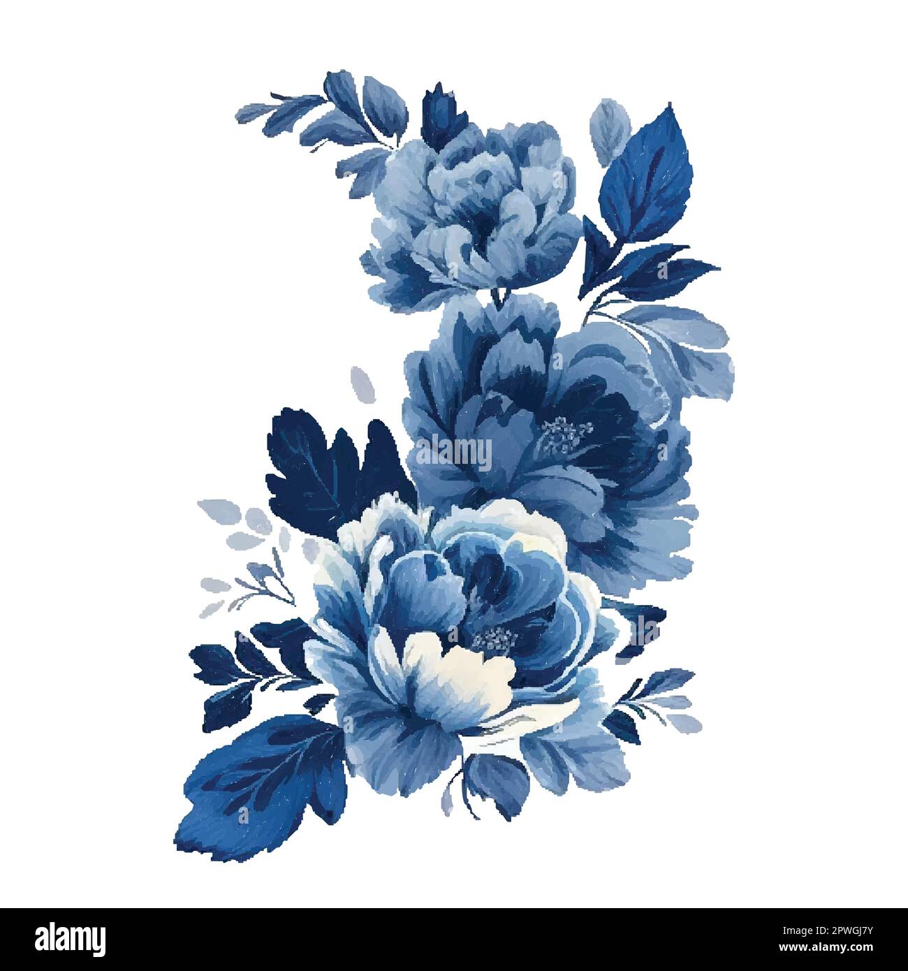 Vintage Watercolor Blue Flowers isolated vector Stock Vector Image ...