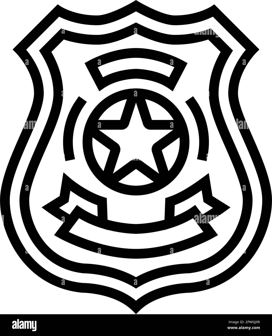 Police Badge Crime Line Icon Vector Illustration Stock Vector Image