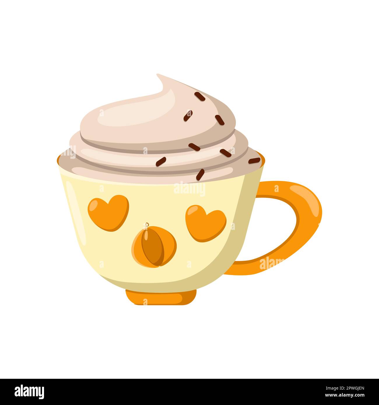 Cup of hot pumpkin latte cartoon illustration Stock Vector Image & Art ...
