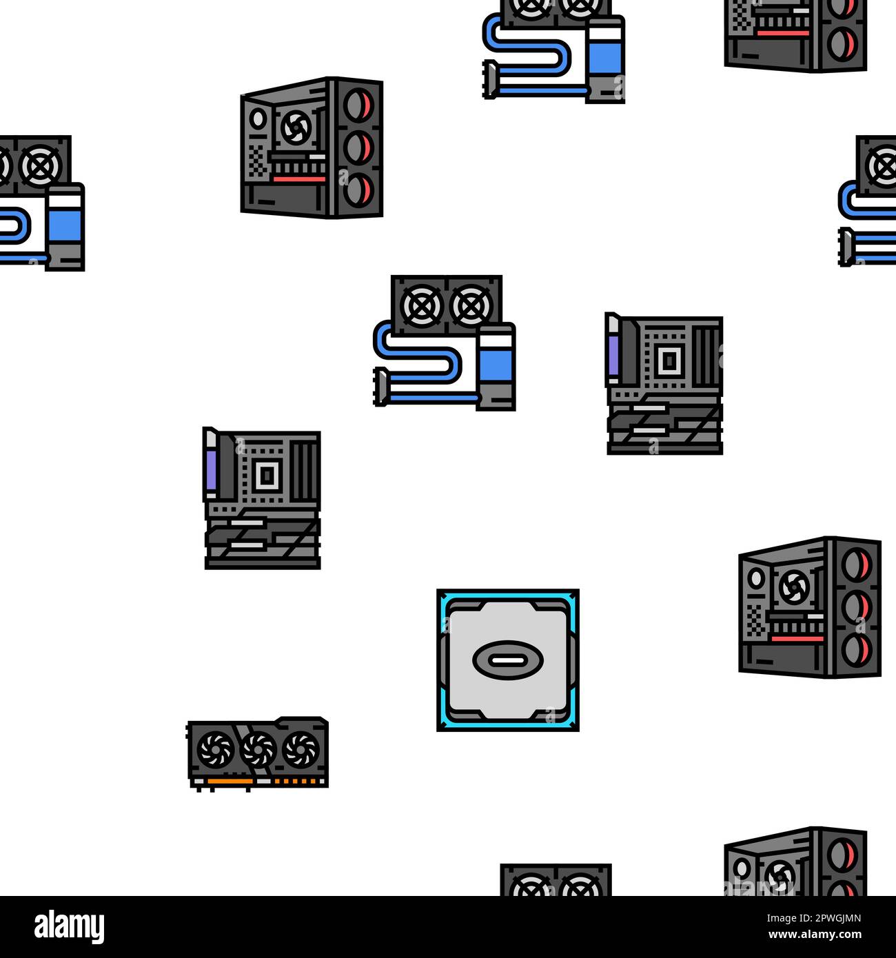 game pc gamer computer online vector seamless pattern thin line ...